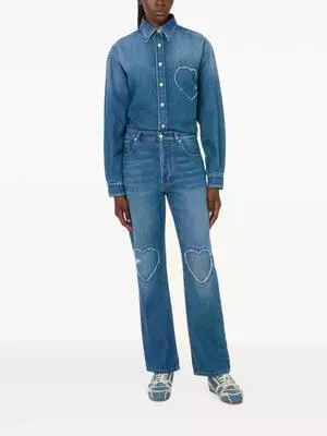 Moschino Cotton Denim Pants With Heart Detail