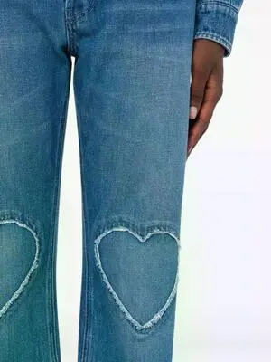 Moschino Cotton Denim Pants With Heart Detail