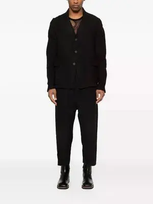 THOM KROM Drawstring Cropped Trousers - Black