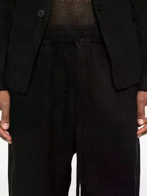 THOM KROM Drawstring Cropped Trousers - Black