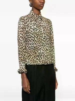 N°21 Ruffled-trim Leopard-print Shirt