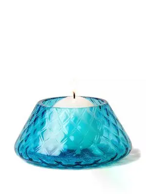 VENINI Lele Aquamarine Textured Candle Holder - Blue