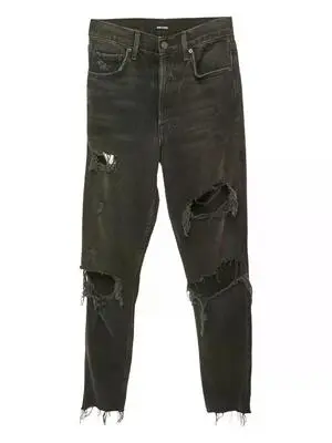 GRLFRND Karolina Distressed High-rise Trousers - Black
