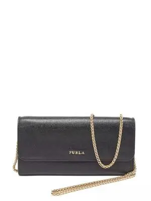 Furla Babylon Chain Leather Wallet - Black