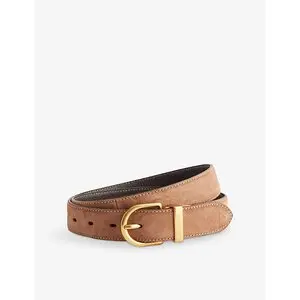 ME+EM Classic Round-buckle Reversible Leather Belt - Hazelnut/dark Chocol