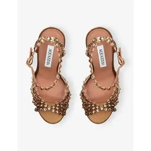 AQUAZZURA Tequila 105 Crystal-embellished Heeled Sandals - Rust