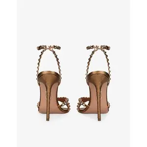 AQUAZZURA Tequila 105 Crystal-embellished Heeled Sandals - Rust