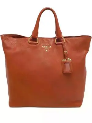 Prada Logo-plaque Leather Tote