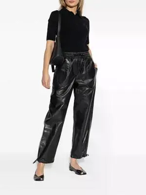 JIL SANDER Drawstrings Leather Trousers