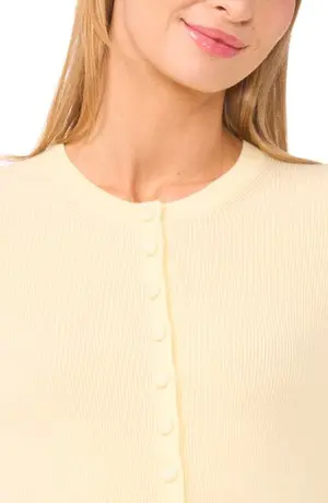 CECE DUPRAZ Ribbed Button Cardigan - Lemon Drop