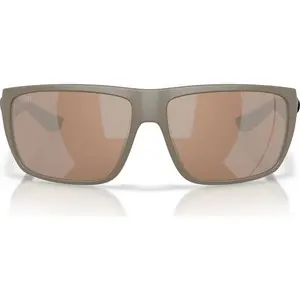 COSTA DEL MAR Fly Line 64mm Polarized Rectangular Sunglasses - Sand/copper Silver