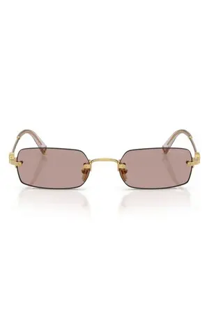 Miu Miu 50mm Rectangular Sunglasses - Gold/light Purple Brown