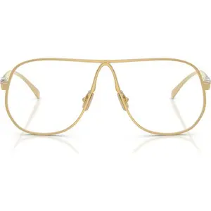 Miu Miu 66mm Oversized Pilot Blue Light Glasses - Gold/clear Blue Light Filter