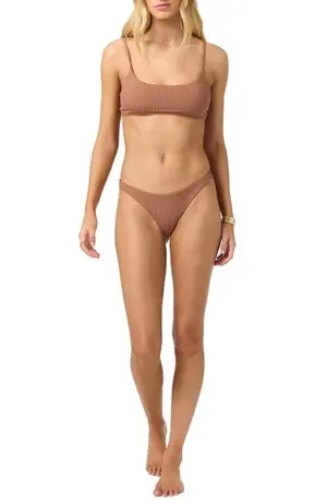 O'Neill Shorebreak Rib Surfside Bikini Top - Carob Brown
