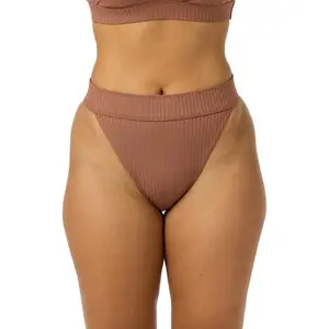 O'Neill Shorebreak Rib High Waisted Bikini Bottom - Carob Brown