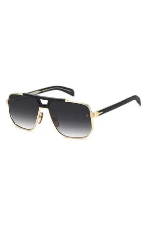 DB EYEWEAR BY DAVID BECKHAM 61mm Navigator Sunglasses - Gold Black/dark Grey