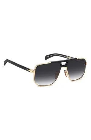 DB EYEWEAR BY DAVID BECKHAM 61mm Navigator Sunglasses - Gold Black/dark Grey