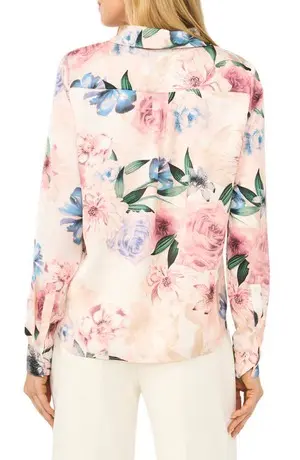 Ted Baker London Floral Georgette Button-up Shirt - Vanilla Ice