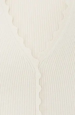 REISS Marcy Scalloped Rib Knit Top - Ivory