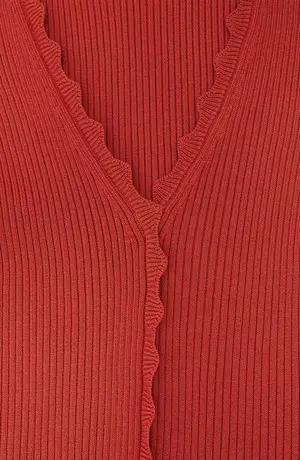 REISS Marcy Scalloped Rib Knit Top