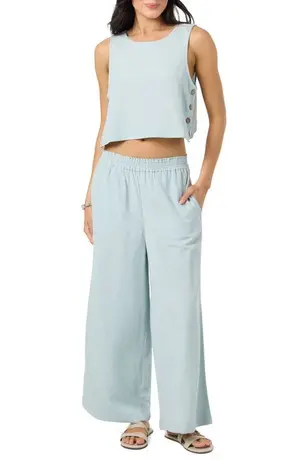 O'Neill Wide-leg Pants With Smocked Waist - Cloud Blue