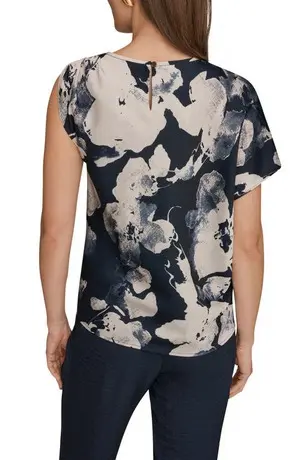Donna Karan New York Asymmetrical Printed Top