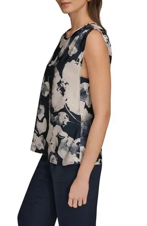 Donna Karan New York Asymmetrical Printed Top