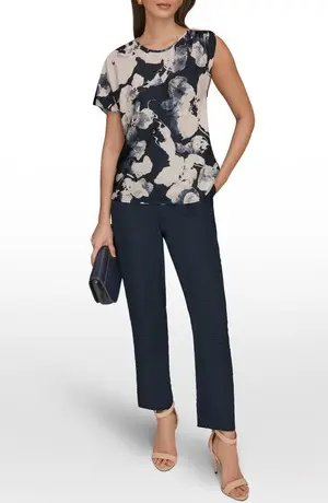 Donna Karan New York Asymmetrical Printed Top