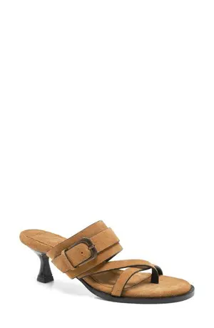 Free People Belted Toe Loop Kitten Heel Sandals - Driftwood Tan Suede