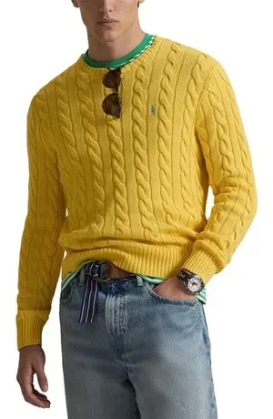 Polo Ralph Lauren Cable Knit Cotton Sweater - Sunfish Yellow