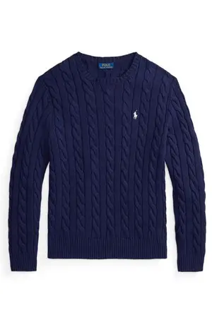 Polo Ralph Lauren Cable-knit Cotton Crewneck Sweater - Bright Navy