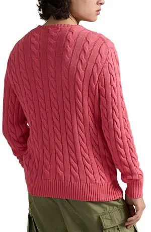 Polo Ralph Lauren Cable Stitch Cotton Crewneck Sweater - Pale Red