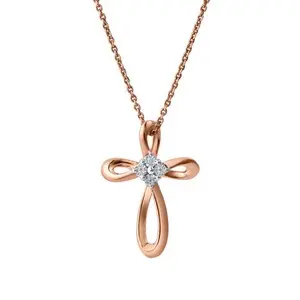 LUVMYJEWELRY 14k Gold Diamond Cross Pendant - 14k Rose Gold