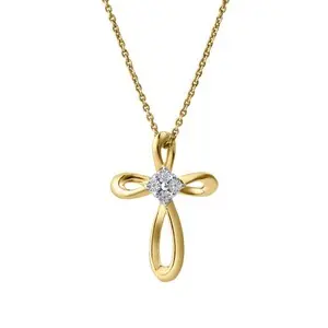 LUVMYJEWELRY 14k Gold Diamond Cross Pendant - 14k Yellow Gold