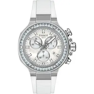TISSOT T-race Chronograph Silicone Strap Watch - White Mother Of Pearl