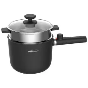 BRENTWOOD Multi-function Electric Hot Pot Cooker With Ceramic Non-stick Ceramic Coating And Stainless-steel Food Steamer - Black