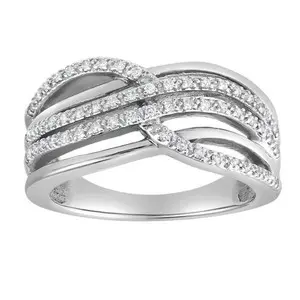 LUVMYJEWELRY Elaris 10k Gold Diamond Wave Ring - 10k White Gold