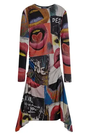 Desigual Printed Long Sleeve Dress