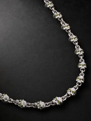 ALEX MOSS Dead Head 14-karat White Gold Diamond Chain Necklace - Silver
