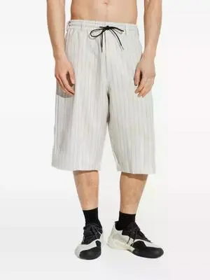 Y3 Pinstripe Drawstring Shorts - Neutrals