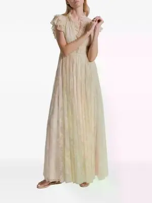 Alberta Ferretti Lace Maxi Dress - Neutrals