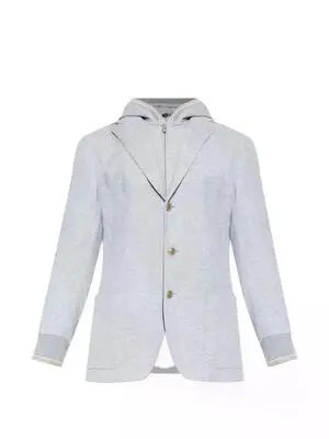 Eleventy Hooded Buttoned Jacket - Grey