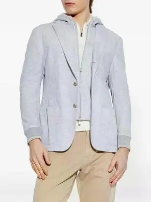 Eleventy Hooded Buttoned Jacket - Grey