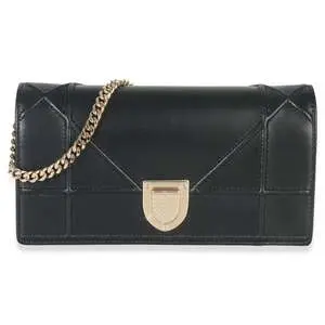 Dior Calfskin Diorama Croisiere Chain Wallet - Black