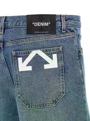 Off-White Arrow Print Denim Shorts - Blue