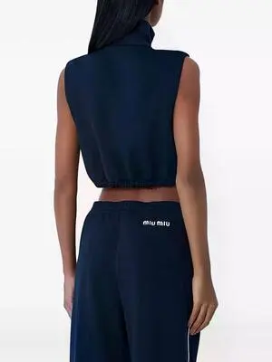 Miu Miu High-neck Zip-up Crop Top - Blue