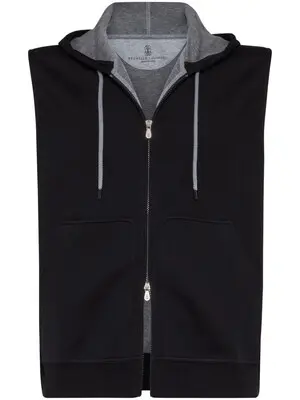 Brunello Cucinelli Sleeveless Zip-up Hoodie - Black