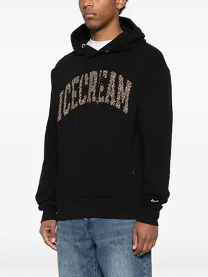 ICECREAM Logo Cotton Hoodie - Black