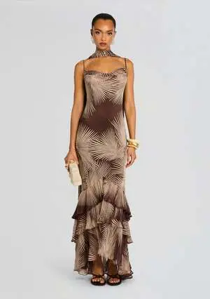Rococo Sand Cowl Maxi Dress With Sash