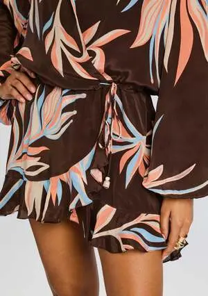 Rococo Sand Floral Print Front Wrap Mini Dress